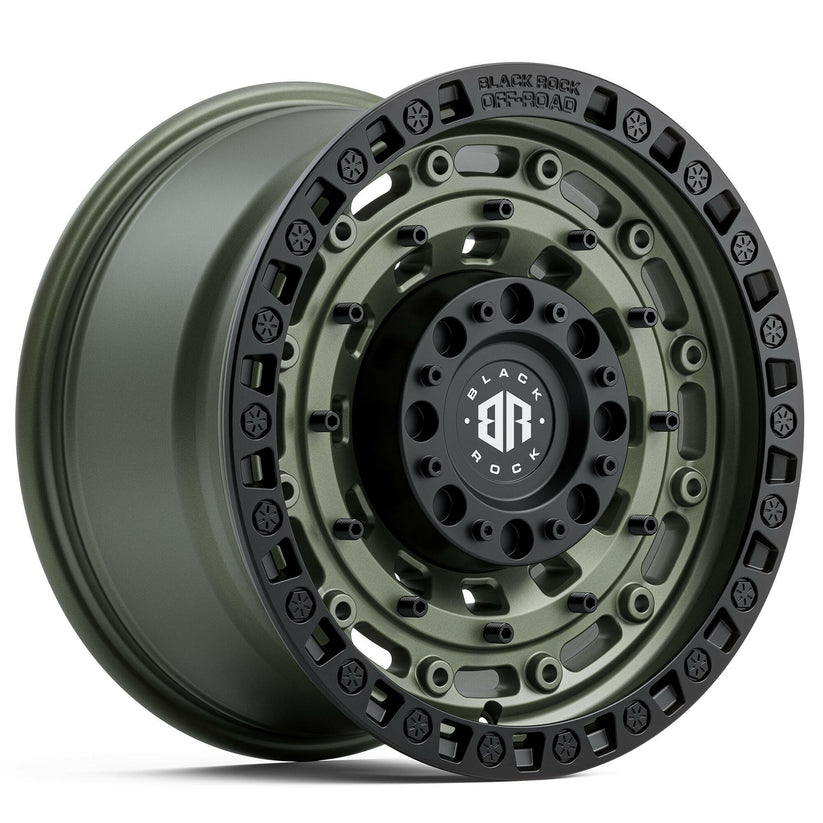 BLACK ROCK MILITARY ARMY GREEN BLACK RING 17X9 – PEAK 4x4